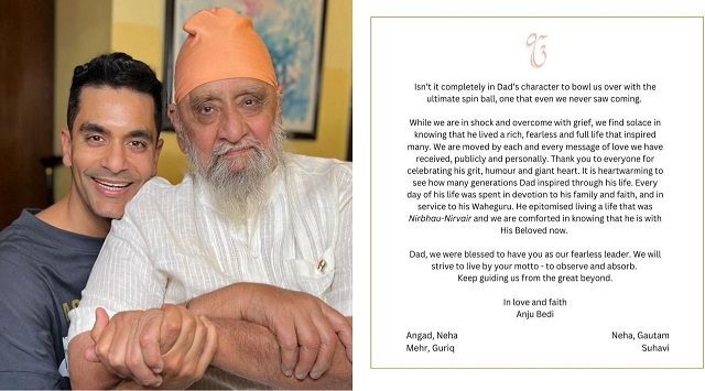 Angad, Neha and family mourn demise of Bishan Singh Bedi