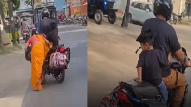 Wife Jumps off from bike, drunk husband doesn't realise